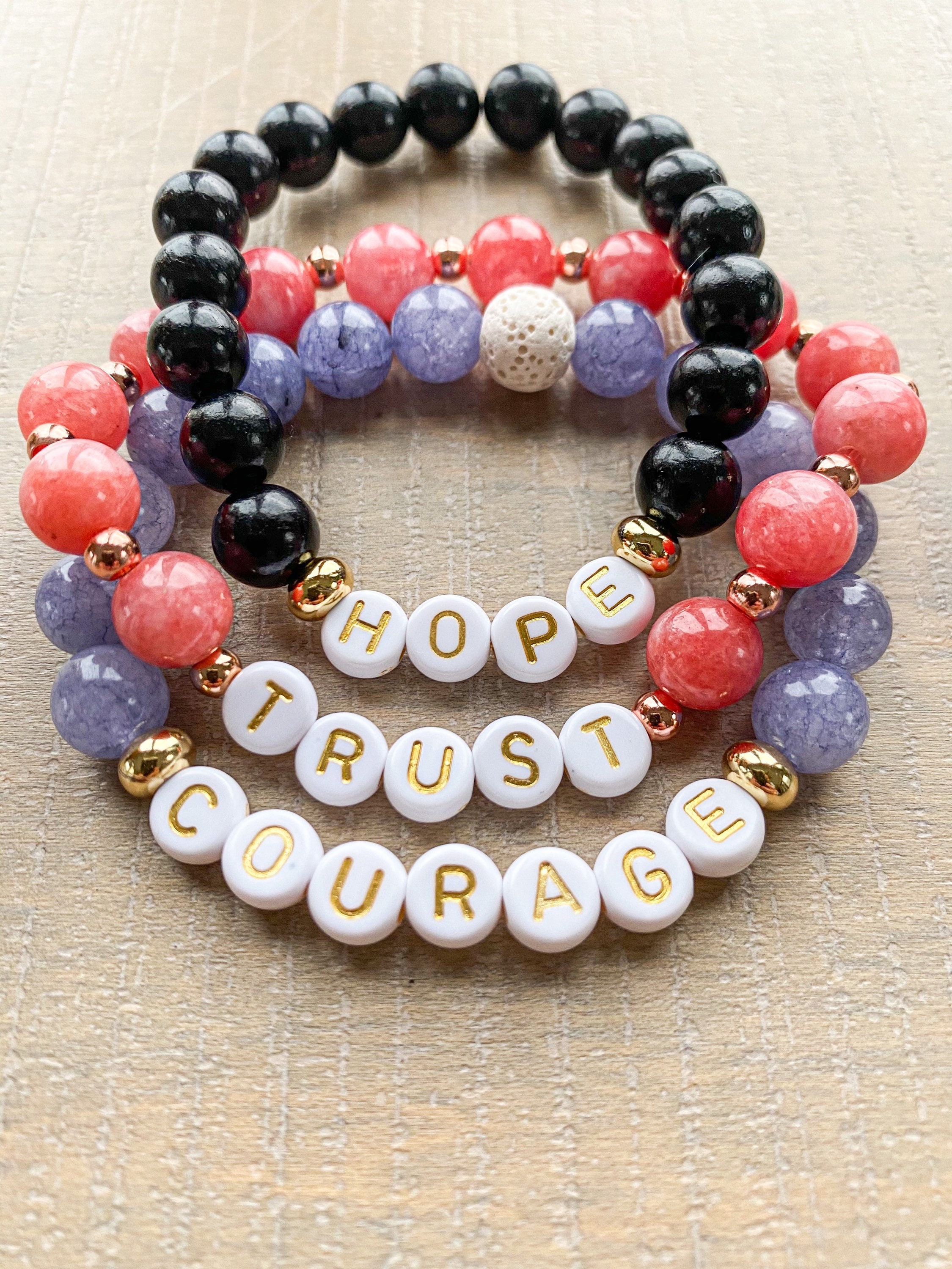 Beaded Affirmation Bracelet Chakra Bracelet Lava Beads | Etsy