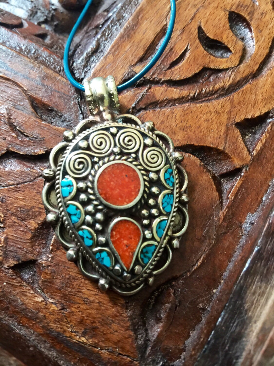 Tribal pendant Tibetan jewellery handmade silver plated | Etsy