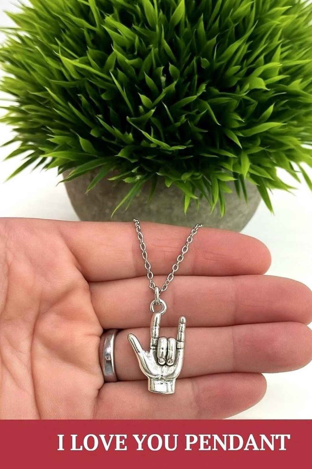 ASL I Love You Necklace: Stainless Steel Hand Gesture Charm - Etsy