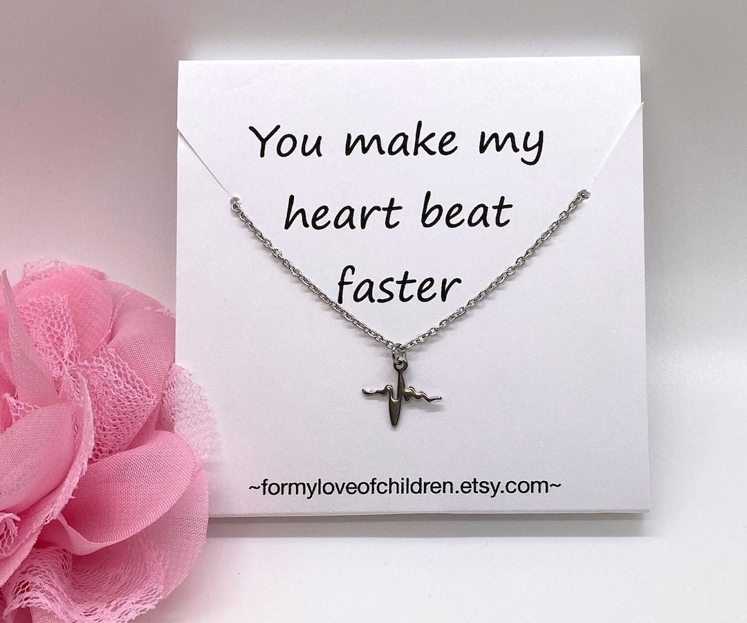 Heartbeat Necklace, EKG Necklace, There in a Heartbeat, Gift for Friend ...