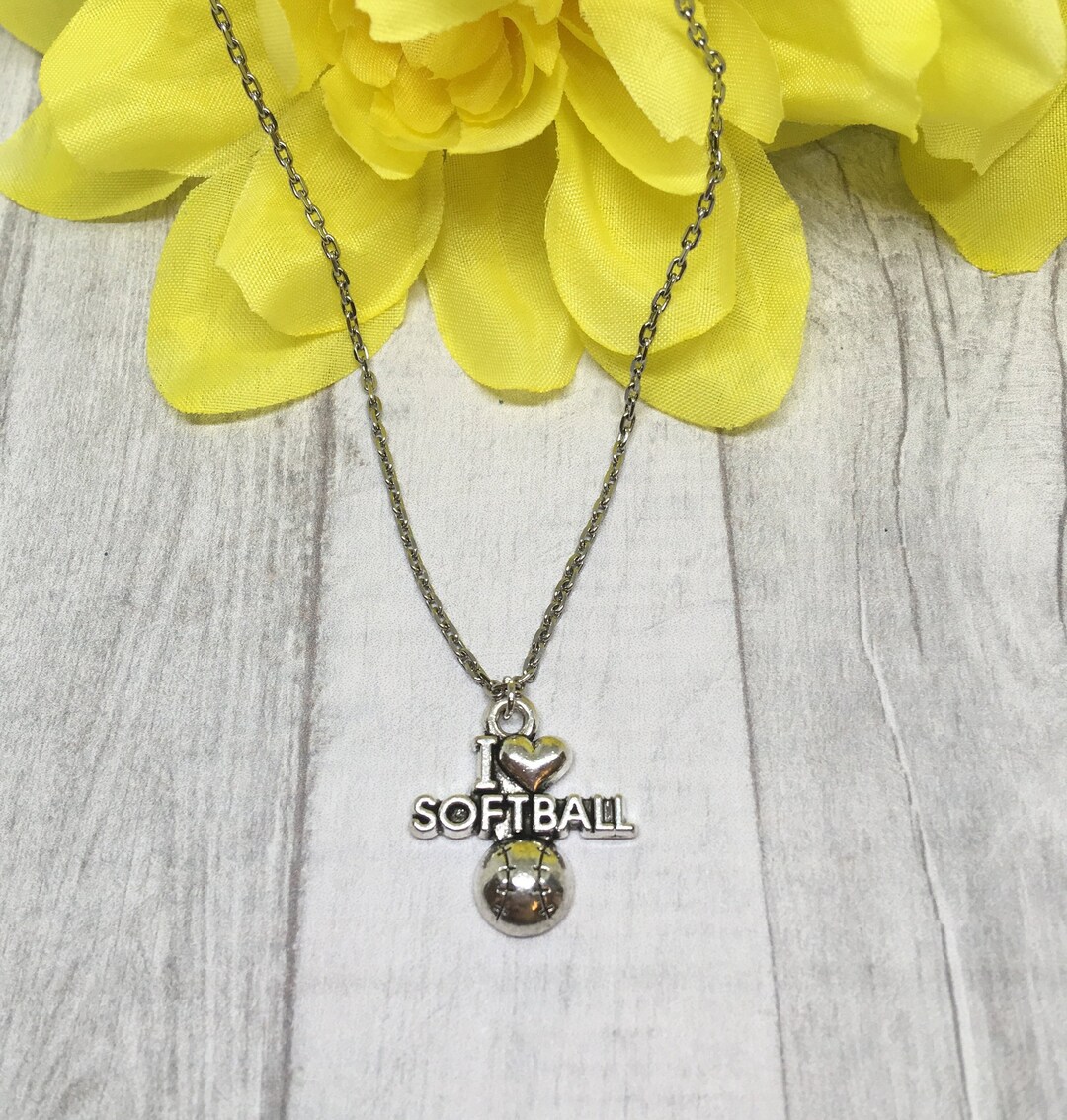 Softball Gifts Softball Necklace Softball Jewelry Softball Mom I Love ...