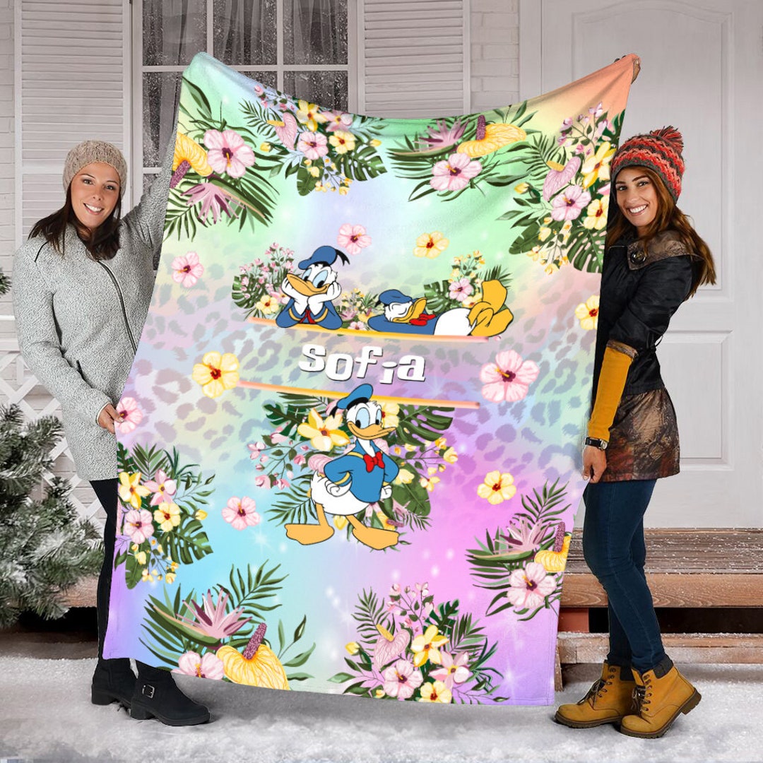 Personalized Name Disney Donald Duck Flower Blanket, Funny Donald Duck ...