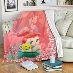 Personalized Name Princess Ariel Baby Blanket, Disney Princess Ariel ...