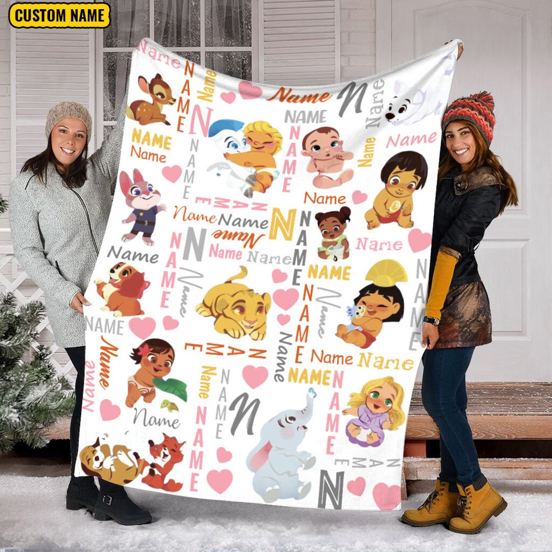 Personalized Name Disney Baby Characters Blanket, Magic Kingdom Blanket ...