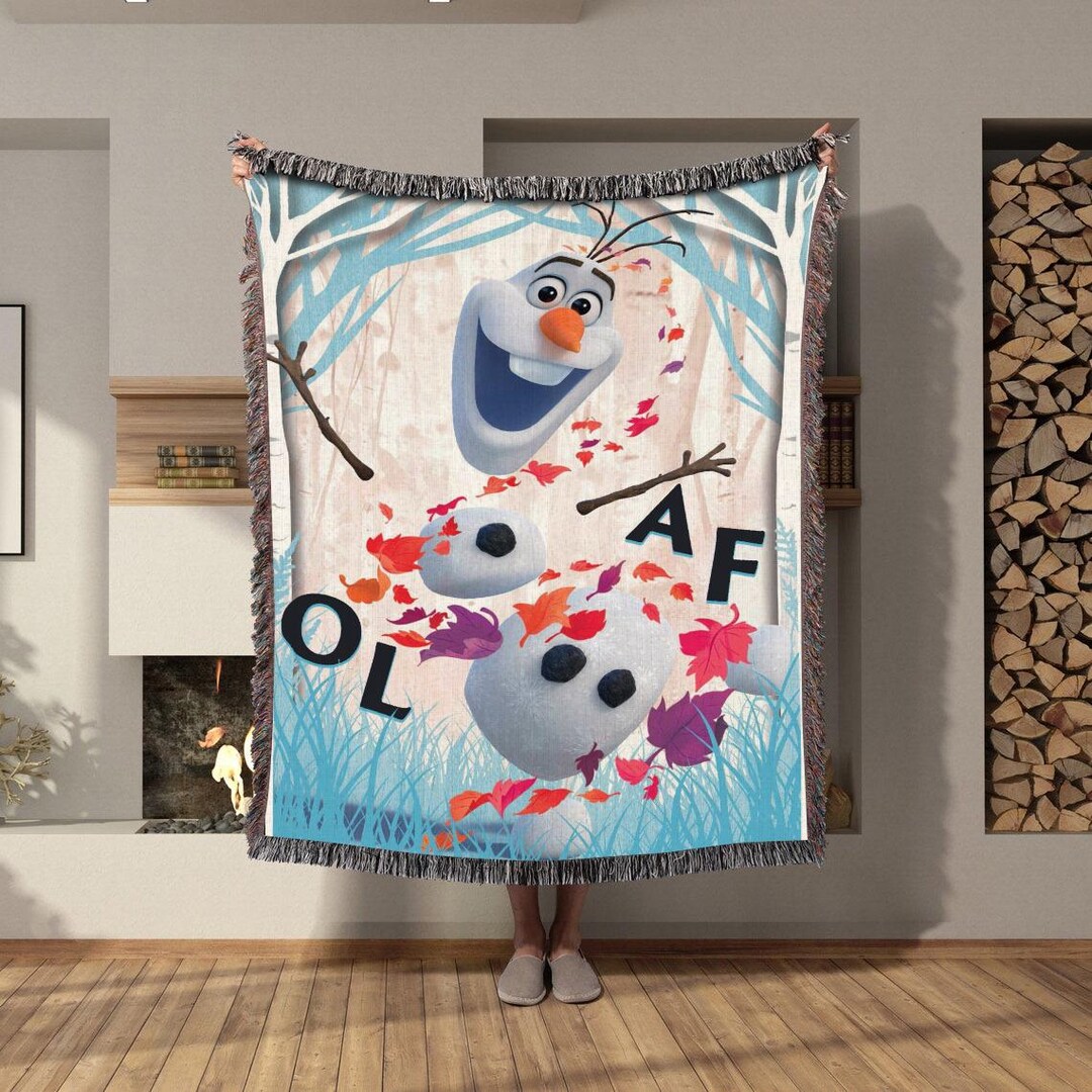 Vintage Frozen Olaf Woven Blanket, Frozen Snowman Woven Blanket, Disney ...