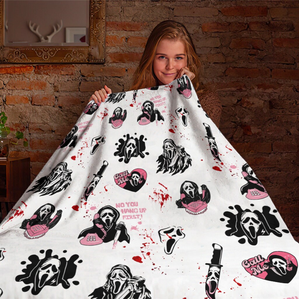 No You Hang Up First Blanket, Ghostface Scream Halloween Fleece Blanket ...