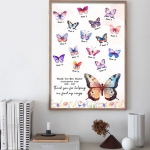 Personalized Teacher Butterfly Poster, Thank You for Helping Me Find My ...