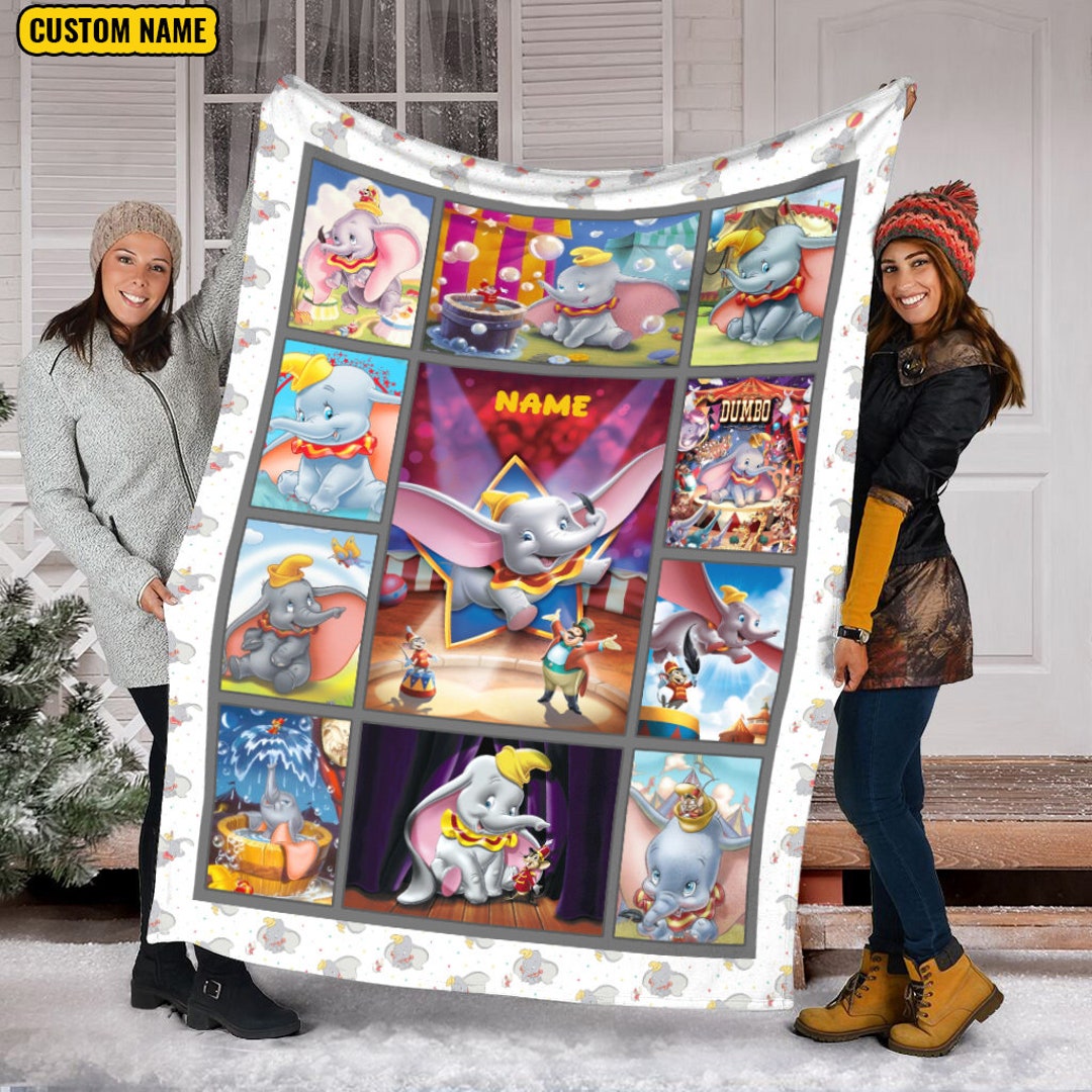 Personalized Name Disney Dumbo Blanket, Baby Dumbo Fleece Mink Sherpa ...