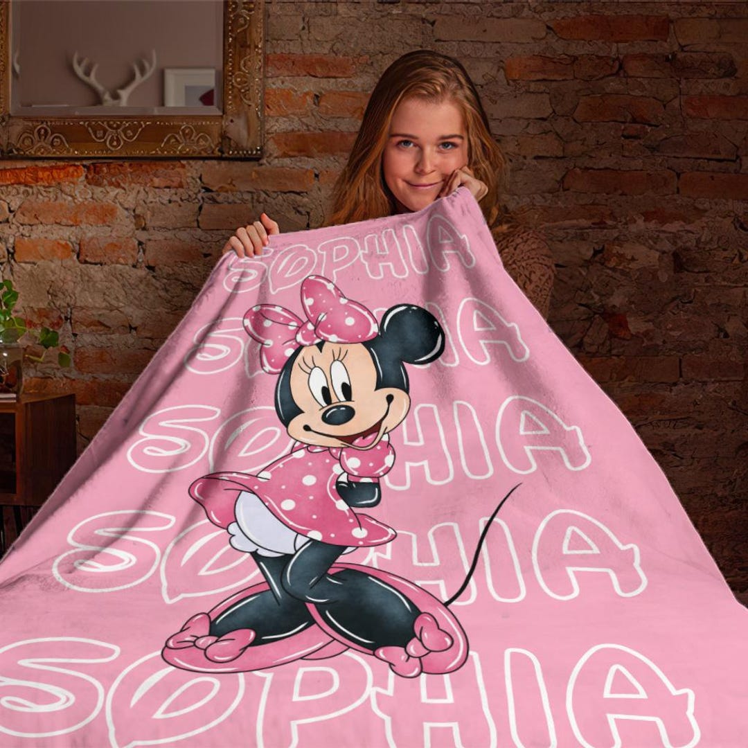 Baby Minnie Mouse Blanket, Custom Name Minnie Blanket, Magic Kingdom ...