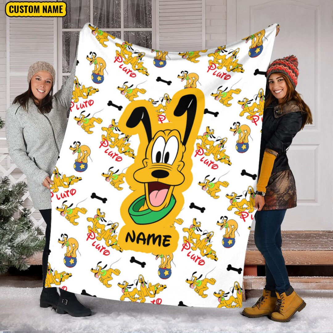 Personalized Name Disney Pluto Blanket, Custom Name Blanket, Funny Pluto Fleece Mink Sherpa ...
