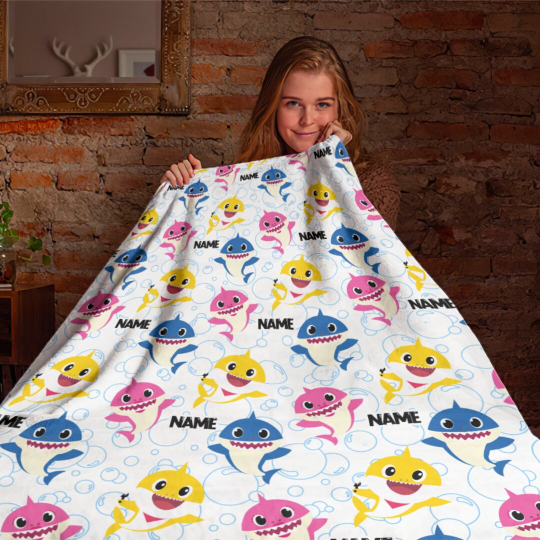 Custom Name Baby Shark Blanket, Do Do Do Fleece Mink Sherpa Blanket ...