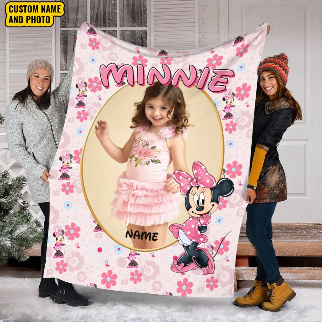 Personalized Name Minnie Blanket, Custom Photo Blanket Minnie Fleece ...