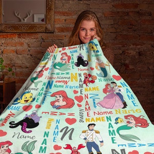 Personalized Name the Little Mermaid Blanket, Princess Ariel Blanket ...