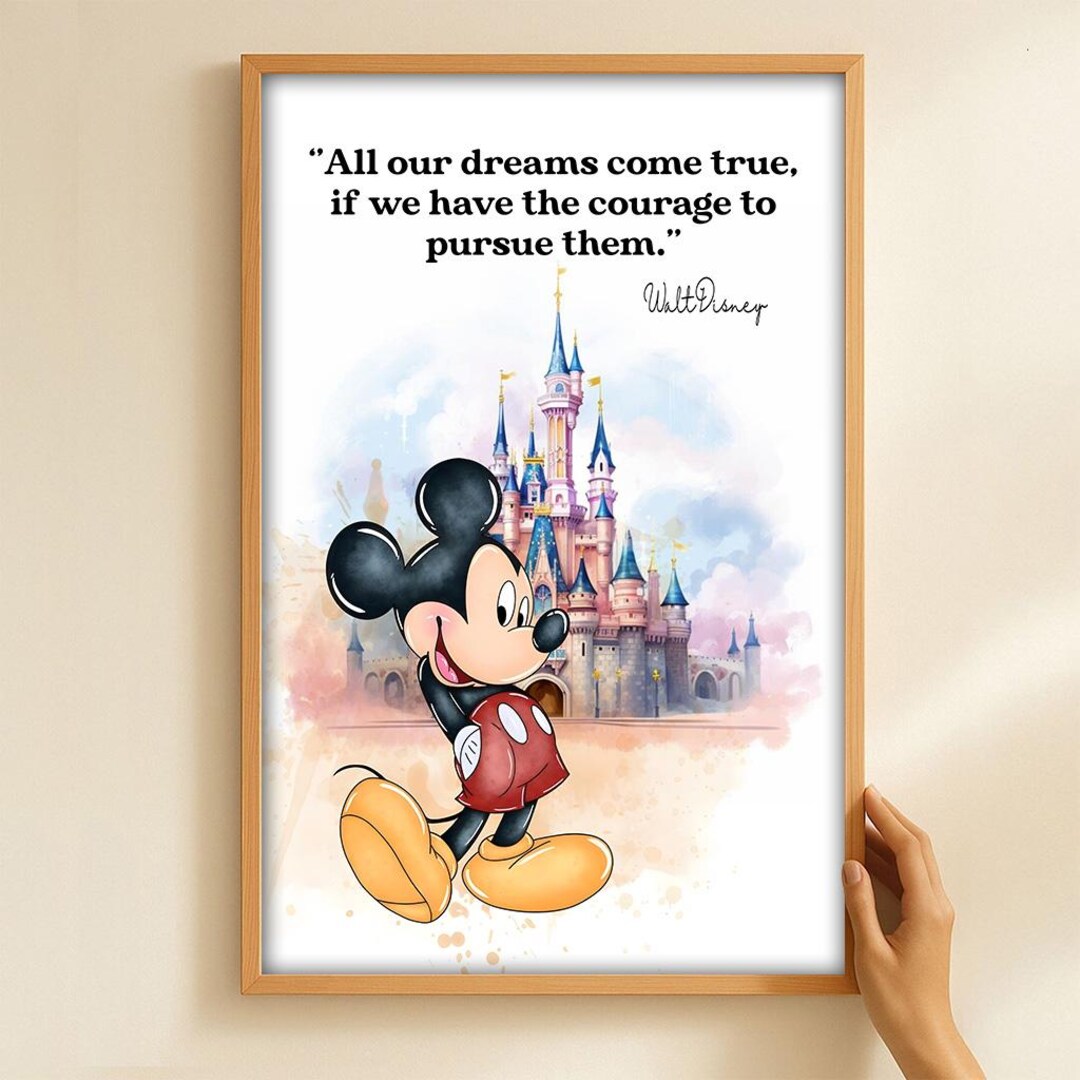 Disney Motivational Quote Poster, Disney Mickey Mouse Poster, Vintage ...