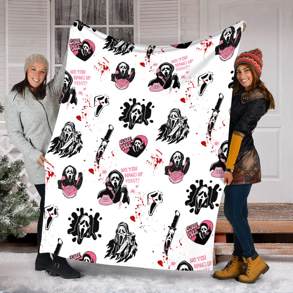 No You Hang Up First Blanket, Ghostface Scream Halloween Fleece Blanket ...