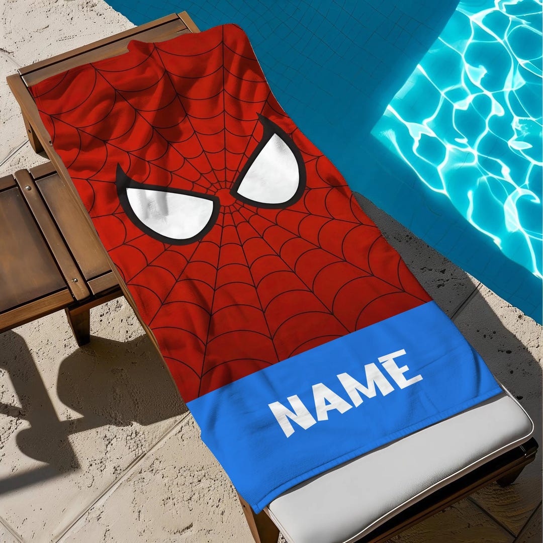 Custom Spiderman Beach Towels, Red Spider Bath Towel, Spiderweb Pool ...