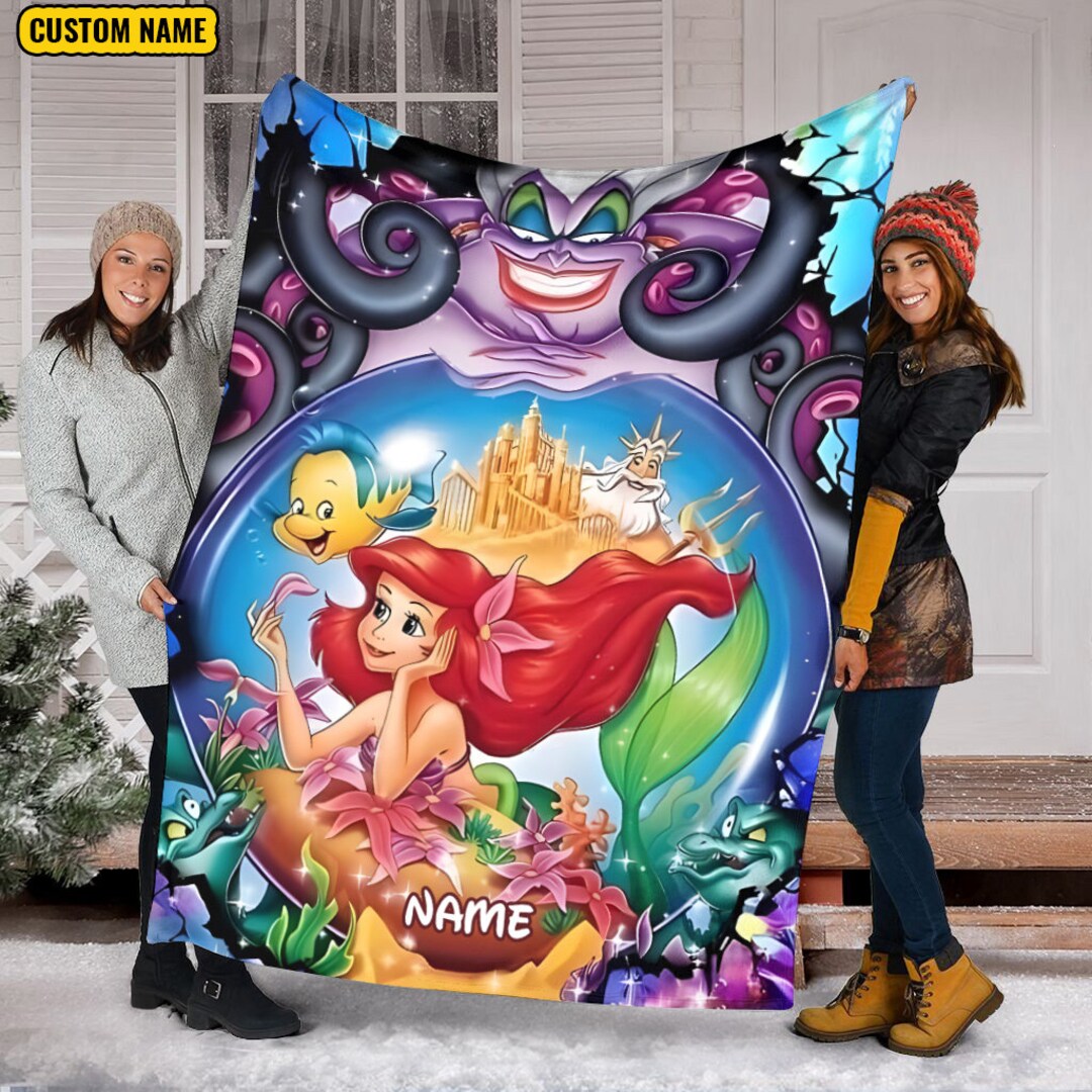 Personalized Name Disney the Little Mermaid Blanket, Princess Ariel ...