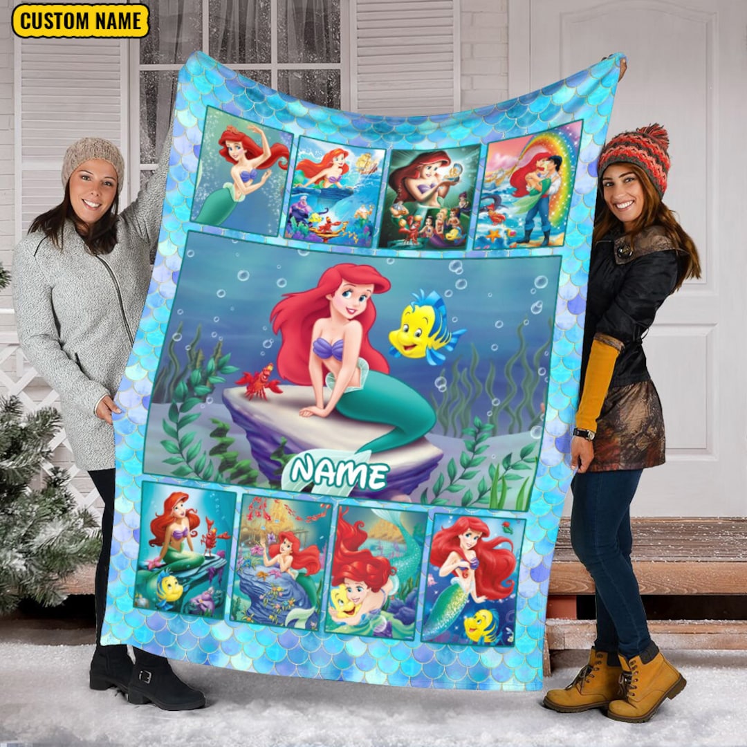 Personalized Name Disney Princess Ariel Blanket, the Little Mermaid ...