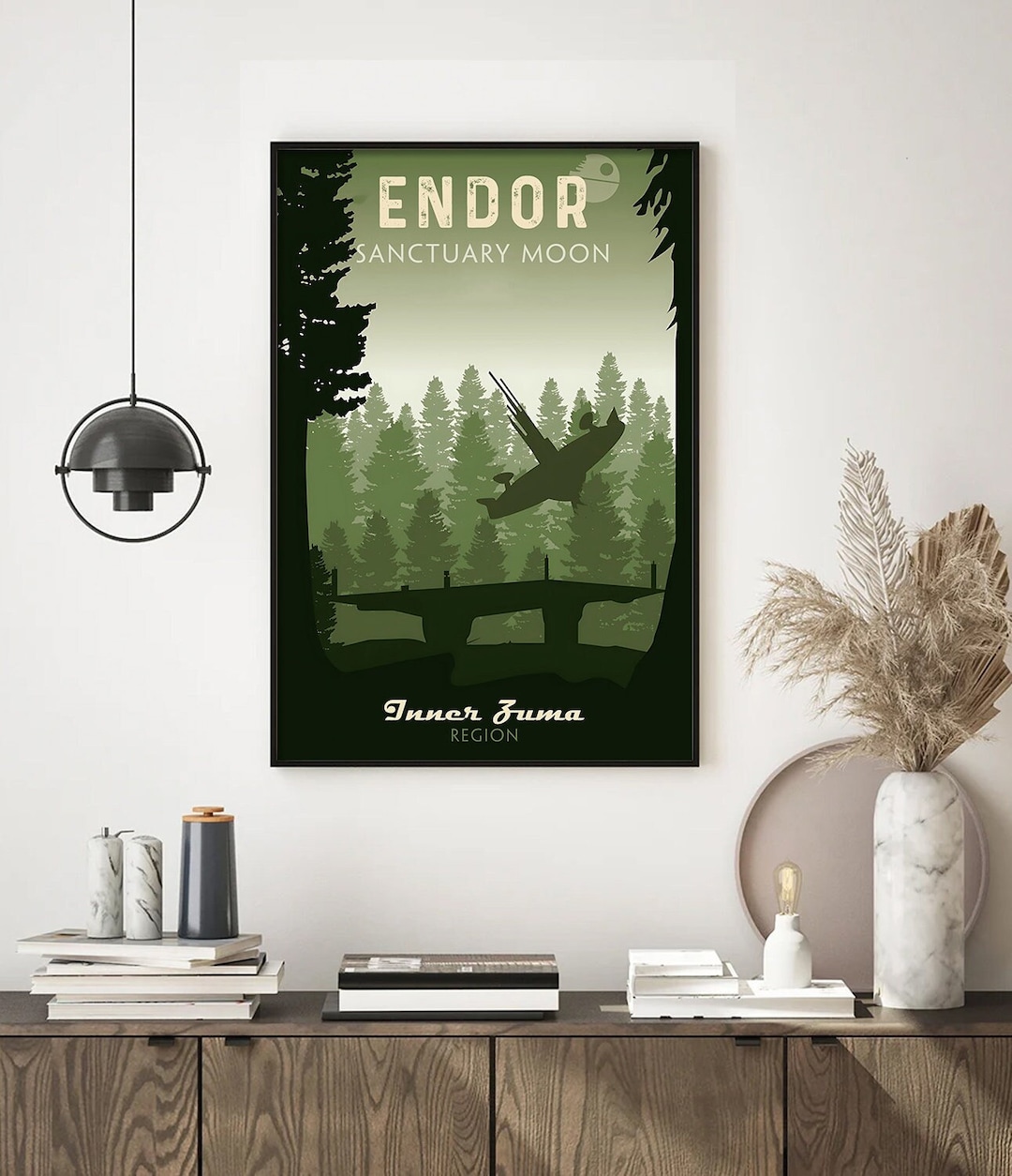 Vintage Endor Sanctuary Moon Poster, Star Wars Planet Poster, Disney ...