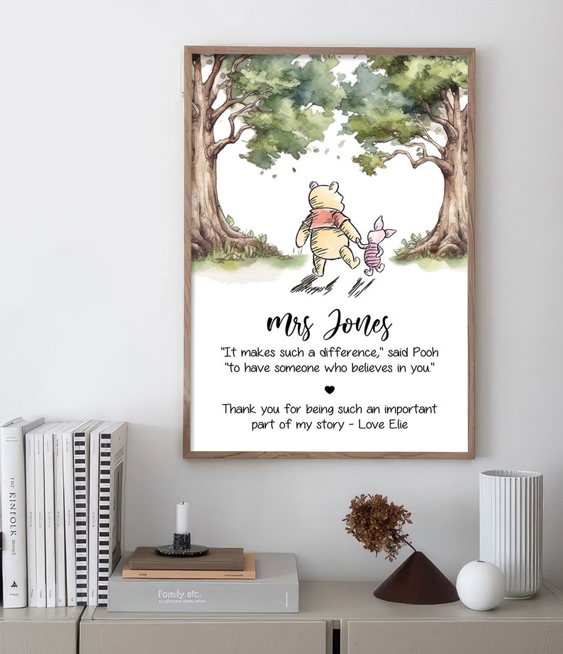 Vintage Winnie the Pooh Teacher Poster, Pooh and Piglet Poster, Winnie ...