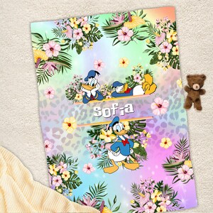 Personalized Name Disney Donald Duck Flower Blanket, Funny Donald Duck ...