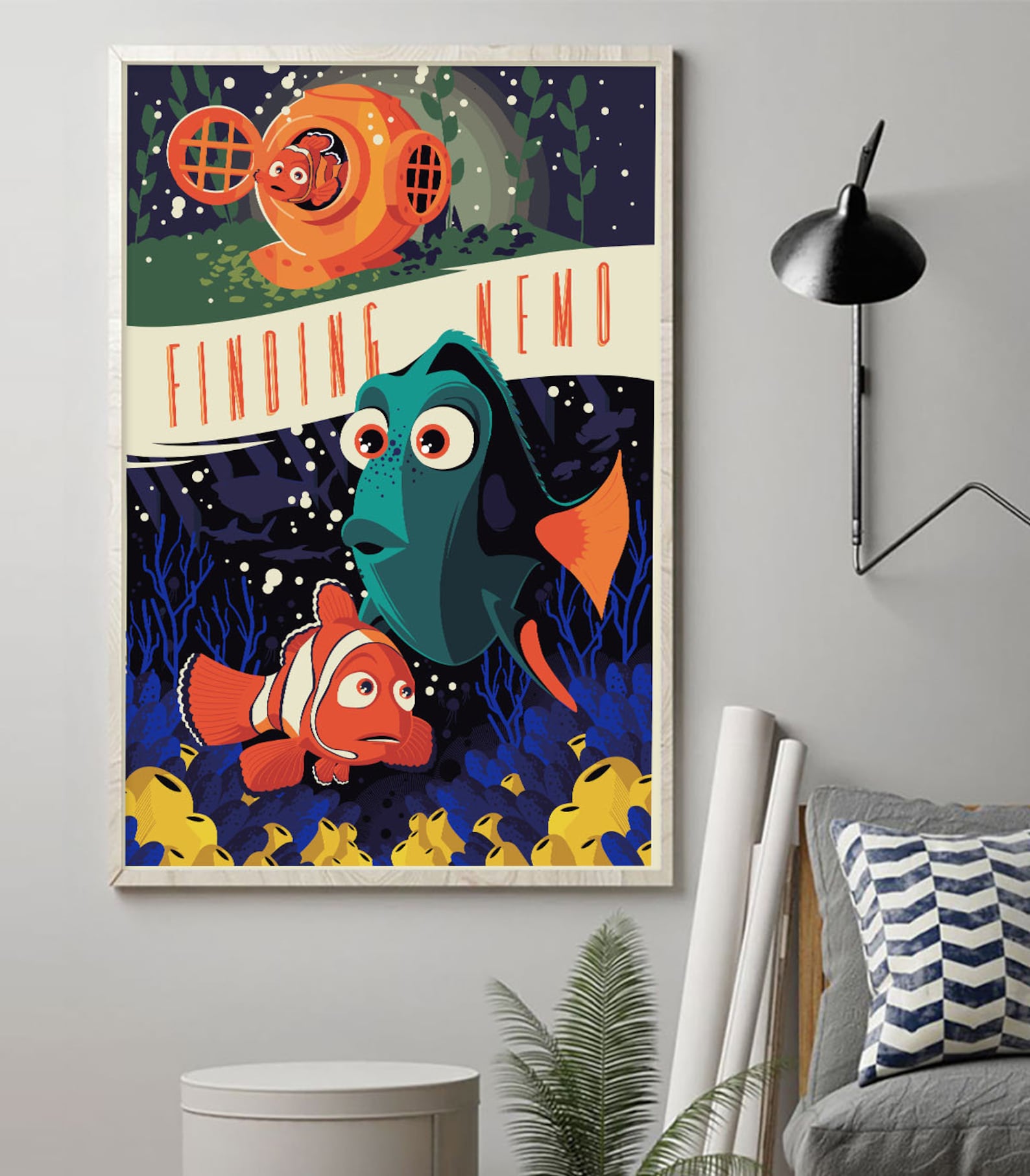 Vintage Finding Nemo Movie Poster, Dory and Nemo Poster, Vintage Disney ...