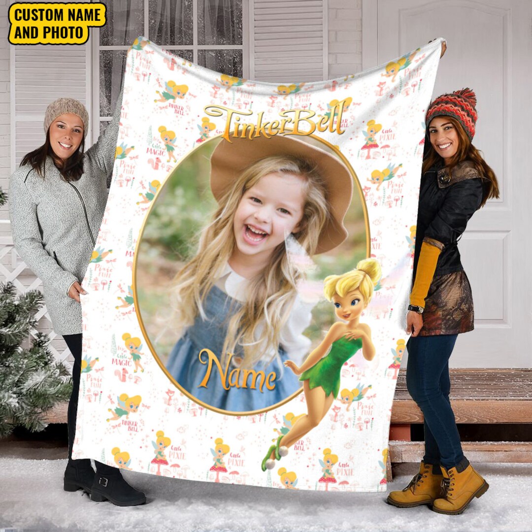 Personalized Name Disney Tinker Bell Blanket, Custom Photo Blanket ...