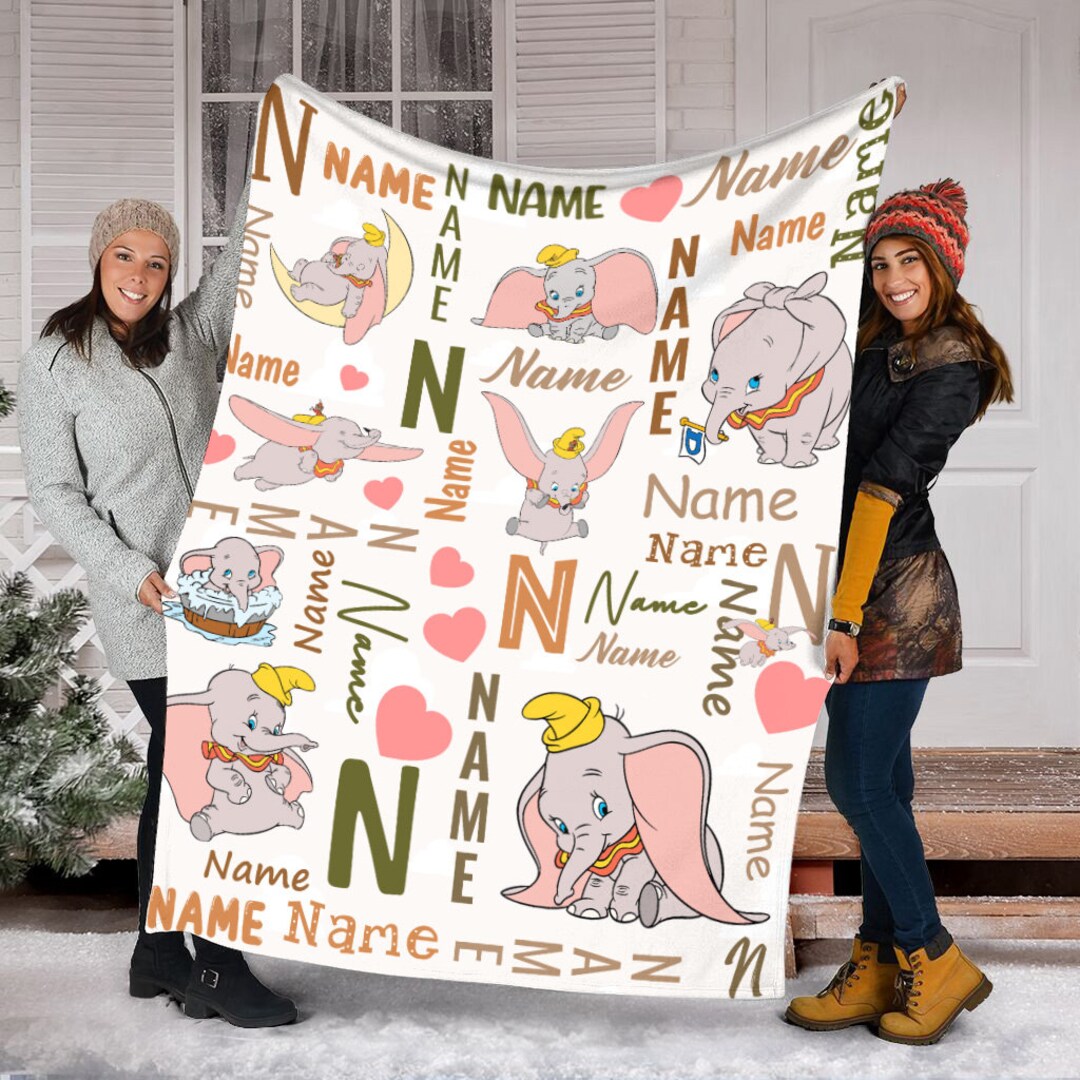 Personalized Name Disney Dumbo Blanket, Dumbo Fleece Mink Sherpa ...