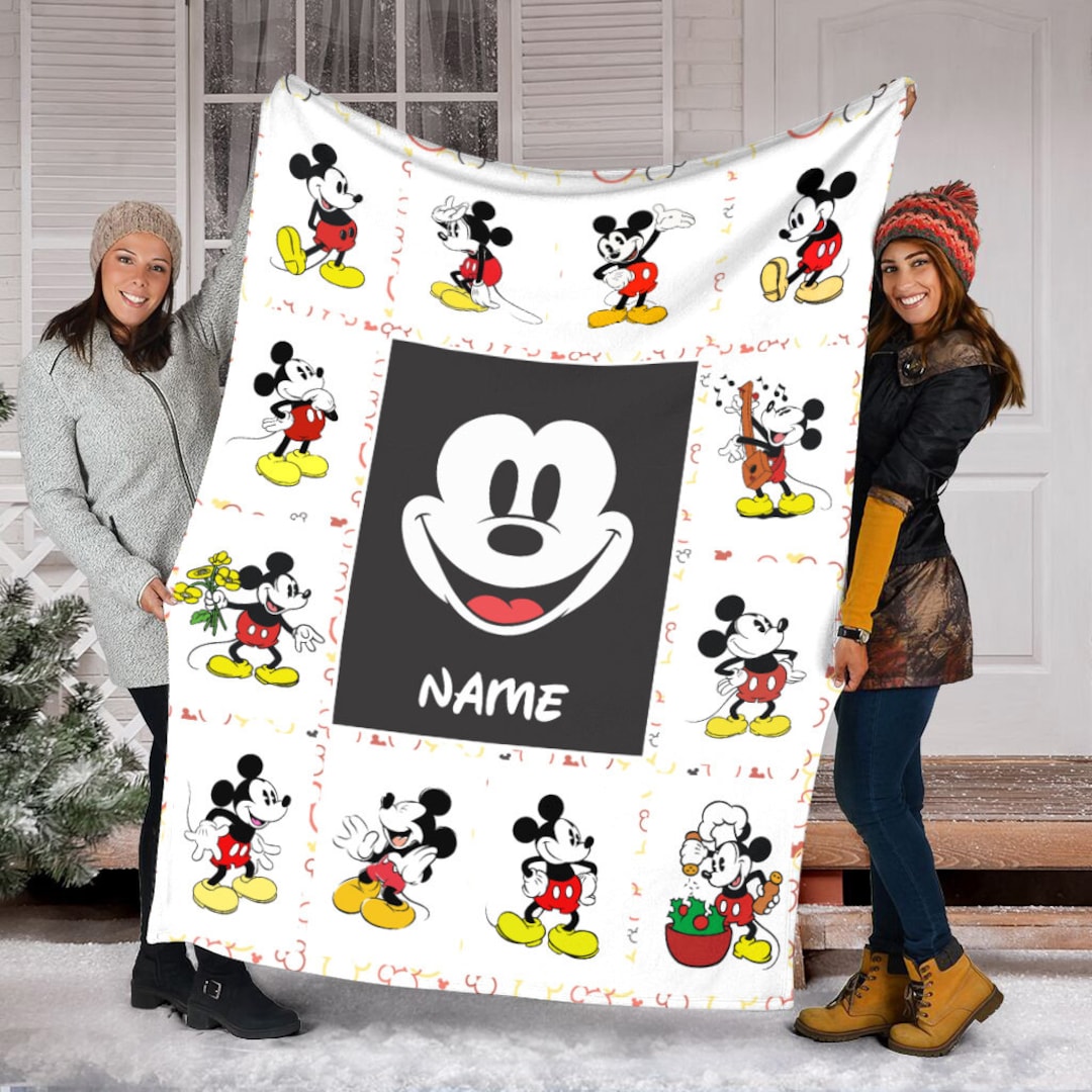 Personalized Name Mickey Mouse Blanket, Funny Mickey Fleece Mink Sherpa ...