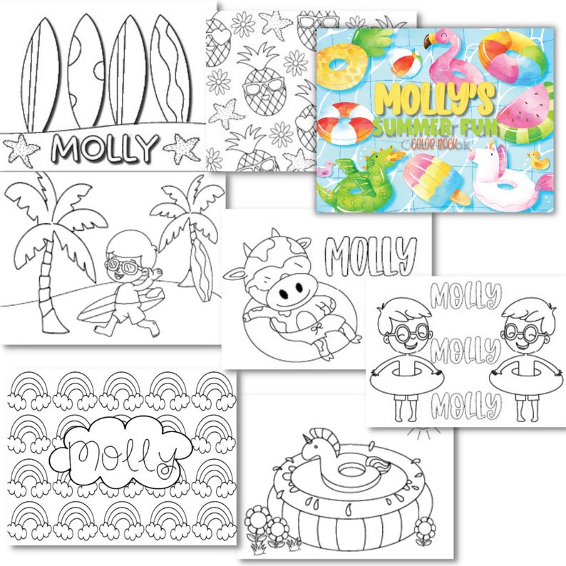 Personalized Summer Fun Coloring Book – Kids Travel Activity - Etsy