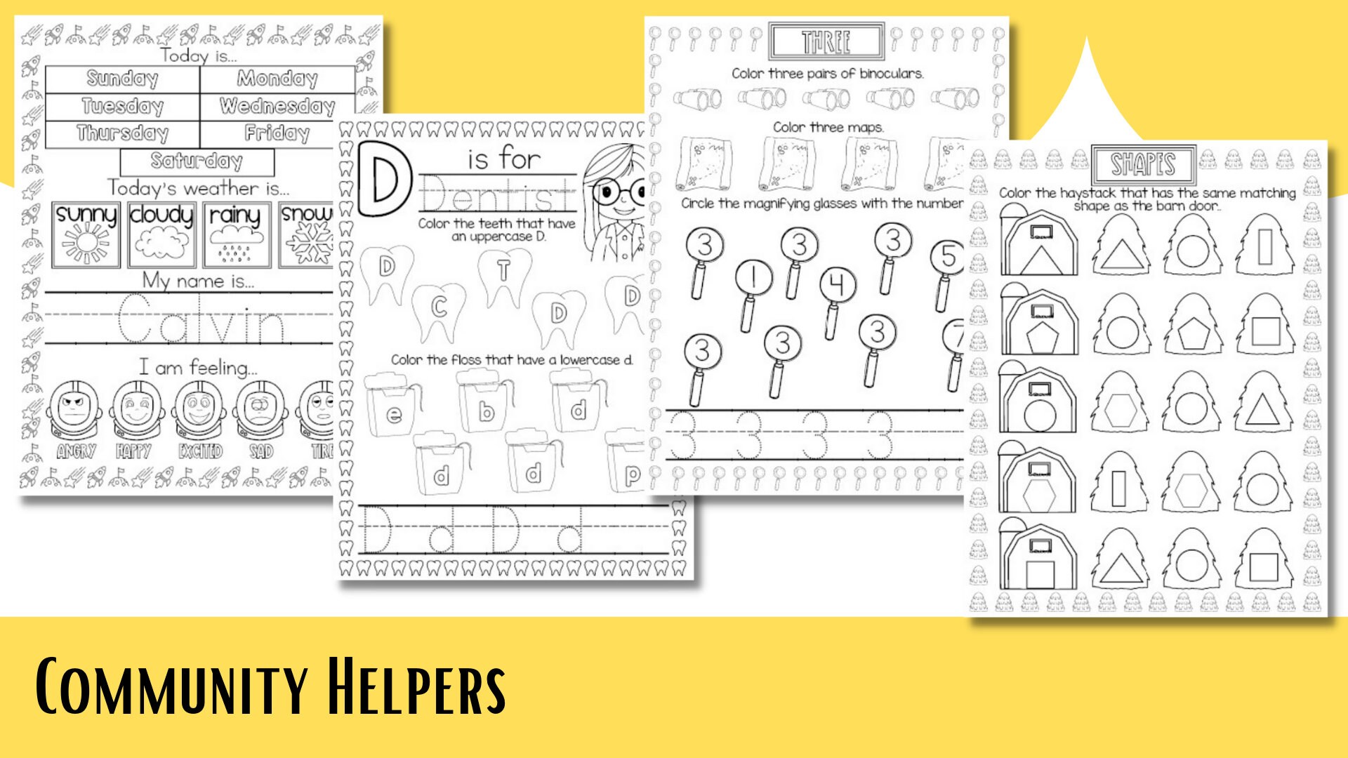 Community Helpers Preschool Workbook – Letters, Numbers, Skills - Etsy