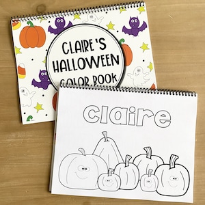 Personalized Kids Coloring Book - Cute Halloween Coloring Pages for Boo ...