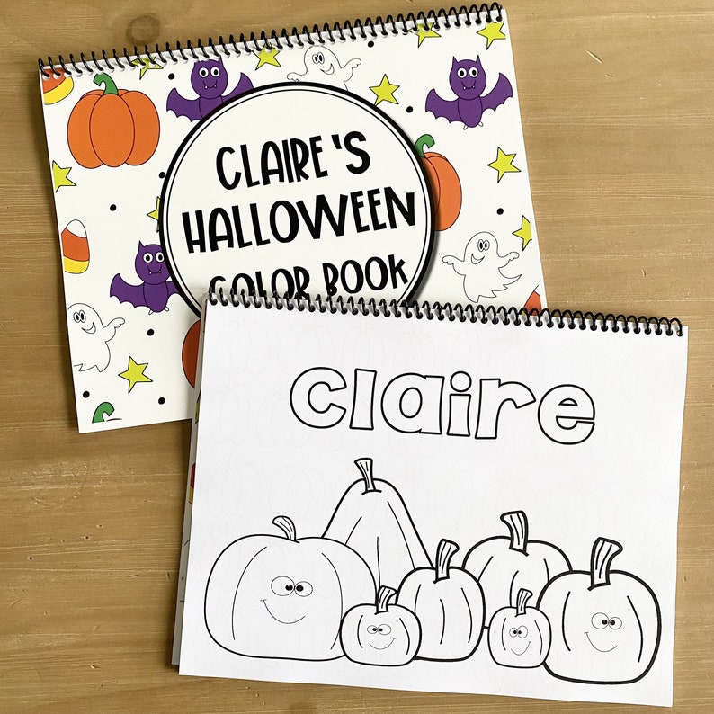 Personalized Kids Coloring Book Cute Halloween Coloring | Etsy