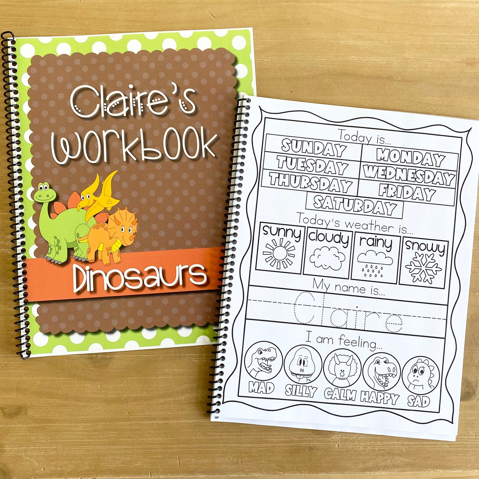 Personalized DINO Themed Preschool Worksheets Dinosaur - Etsy