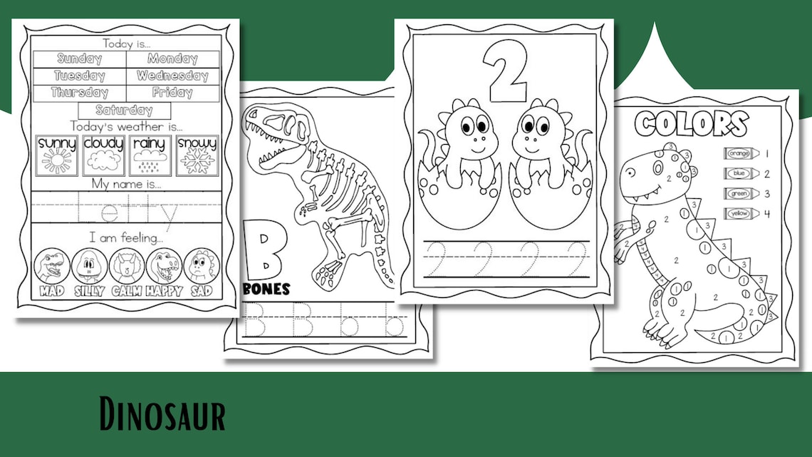 Personalized DINO Themed Preschool Worksheets Dinosaur - Etsy