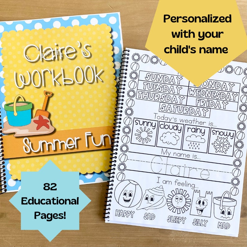 Personalized Preschool Summer Workbook – Fun Learning Activity - Etsy