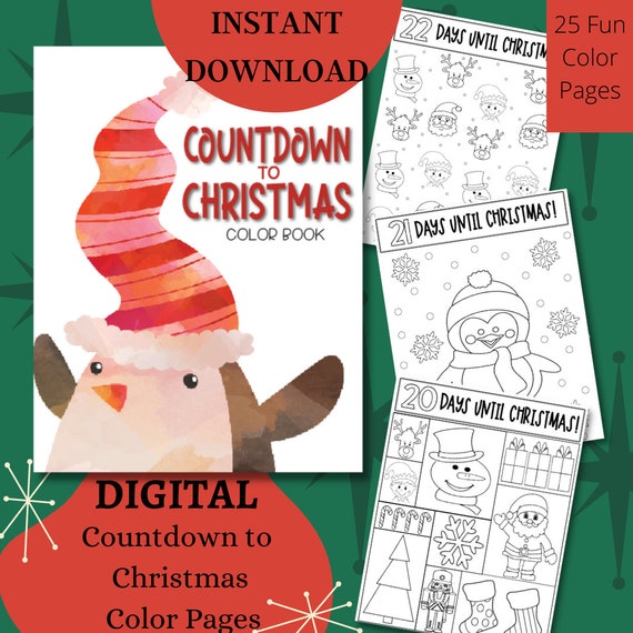 DIGITAL Christmas Countdown Color Pages Instant Download - Etsy