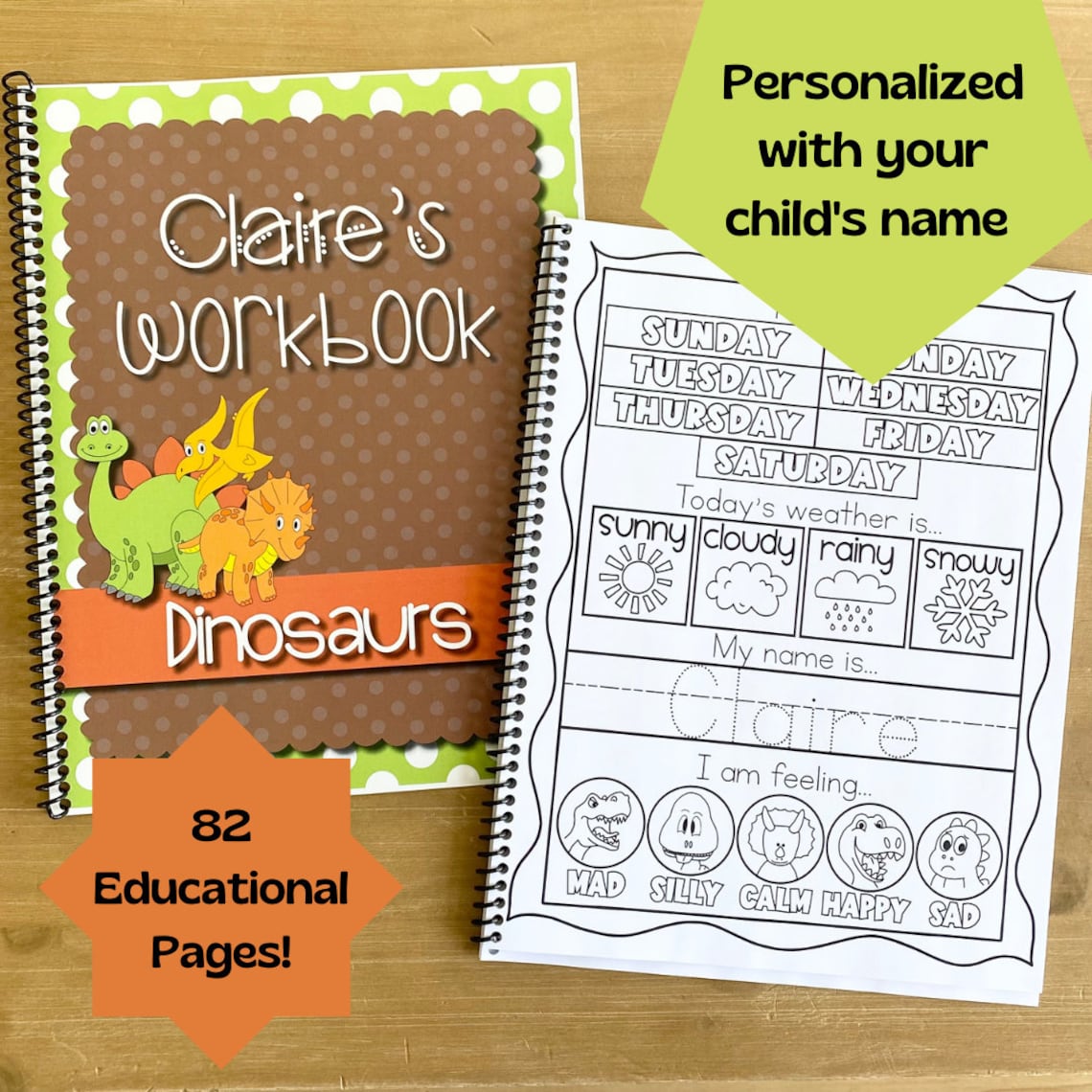 Personalized DINO Themed Preschool Worksheets Dinosaur - Etsy