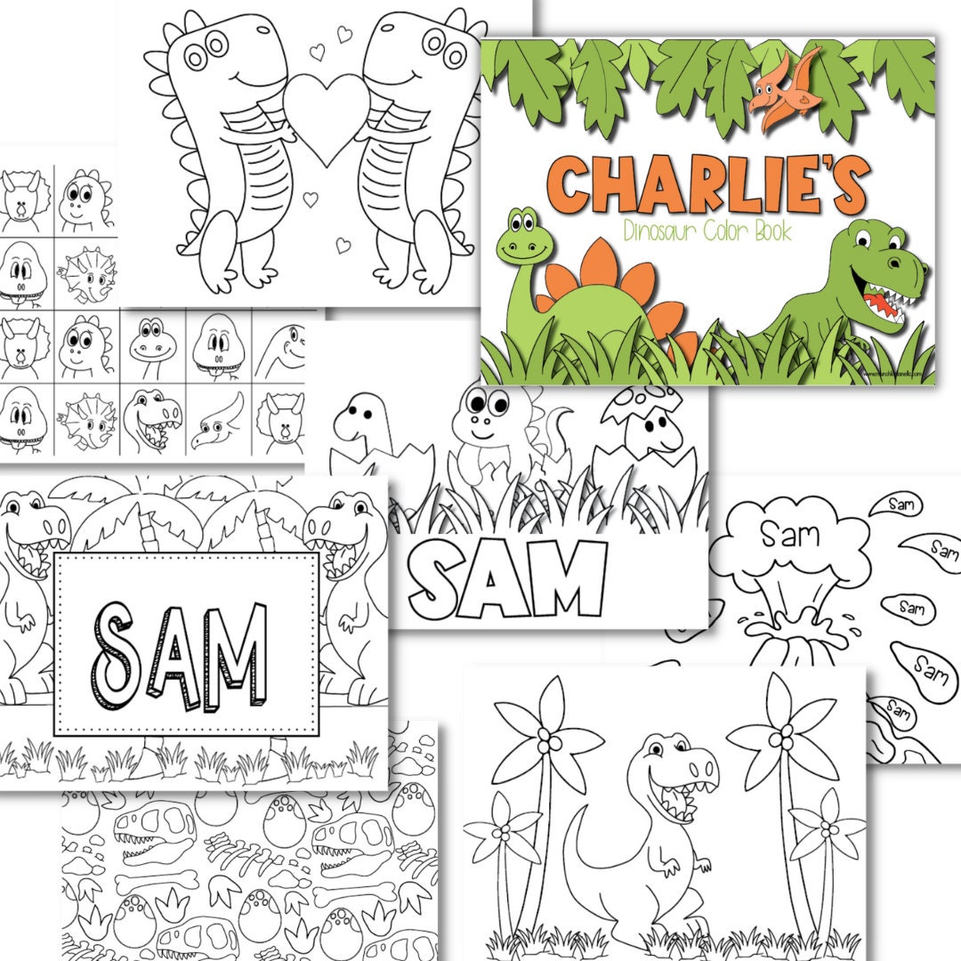 Personalized Children's Dinosaur Color Book for Boys & - Etsy