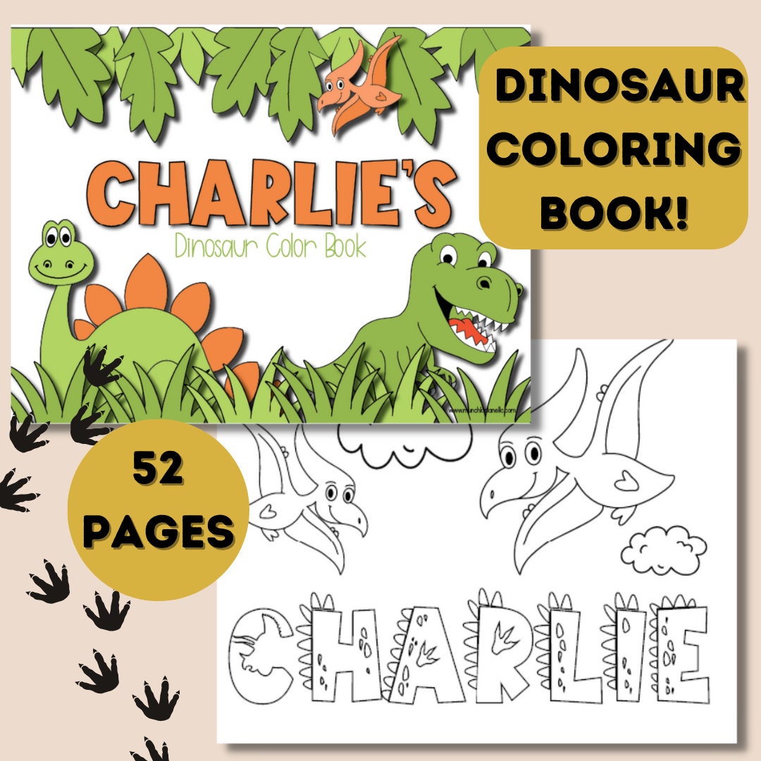 Personalized Children's Dinosaur Color Book for Boys & - Etsy