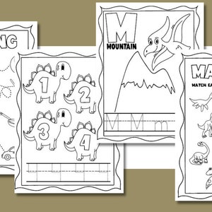 Personalized DINO Themed Preschool Worksheets - Dinosaur Abc's ...
