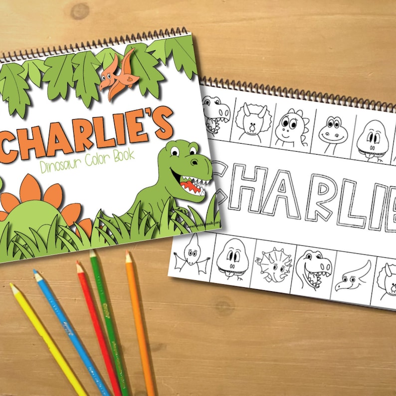 Personalized Children's Dinosaur Color Book for Boys & - Etsy