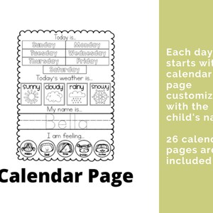 Pre-k Activity Book - Personalized + Printed - Preschool Calendar ...