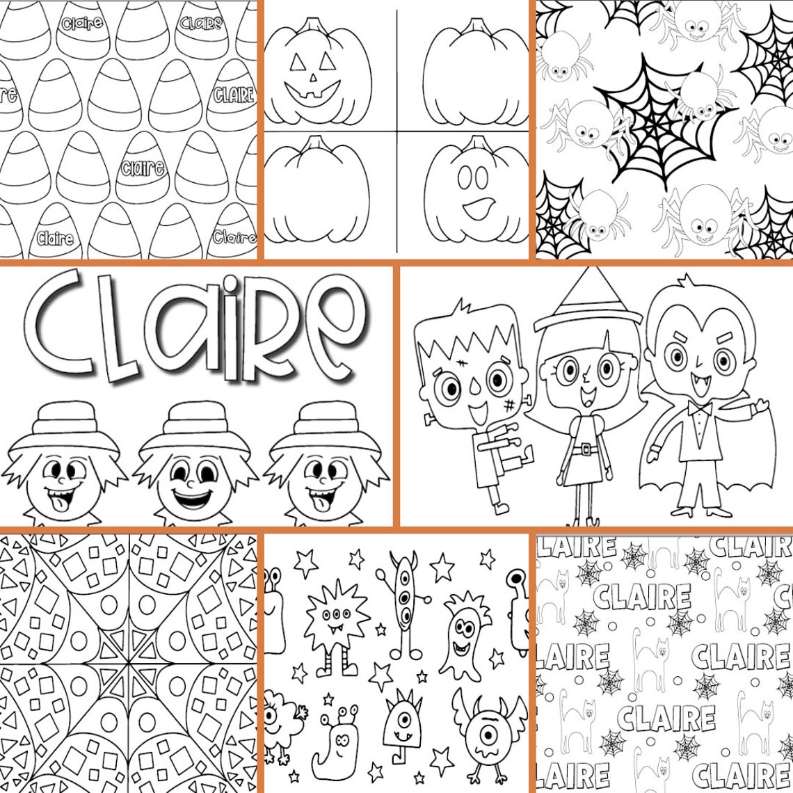 Personalized Kids Coloring Book Cute Halloween Coloring | Etsy