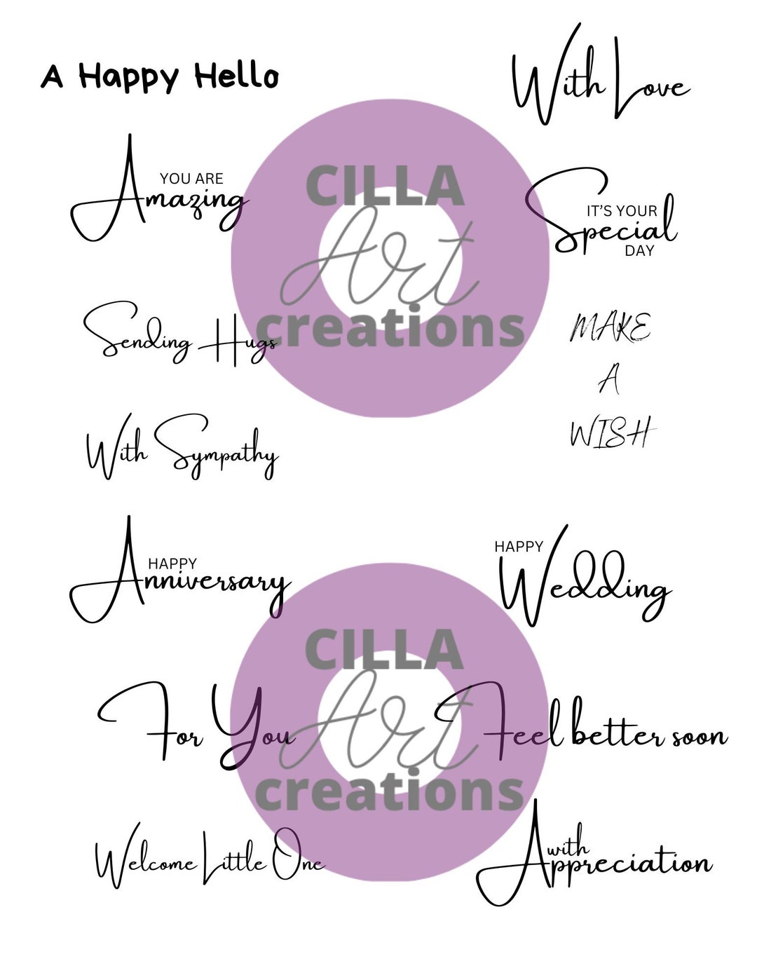 Printable Card Sentiments: DIY Greetings, Thank You Notes (PDF Download ...