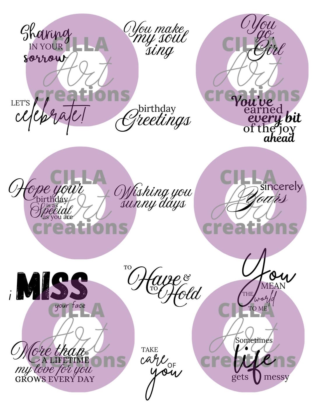 Printable Sentiments, General Sentiments Digital Stamp for Card Making ...