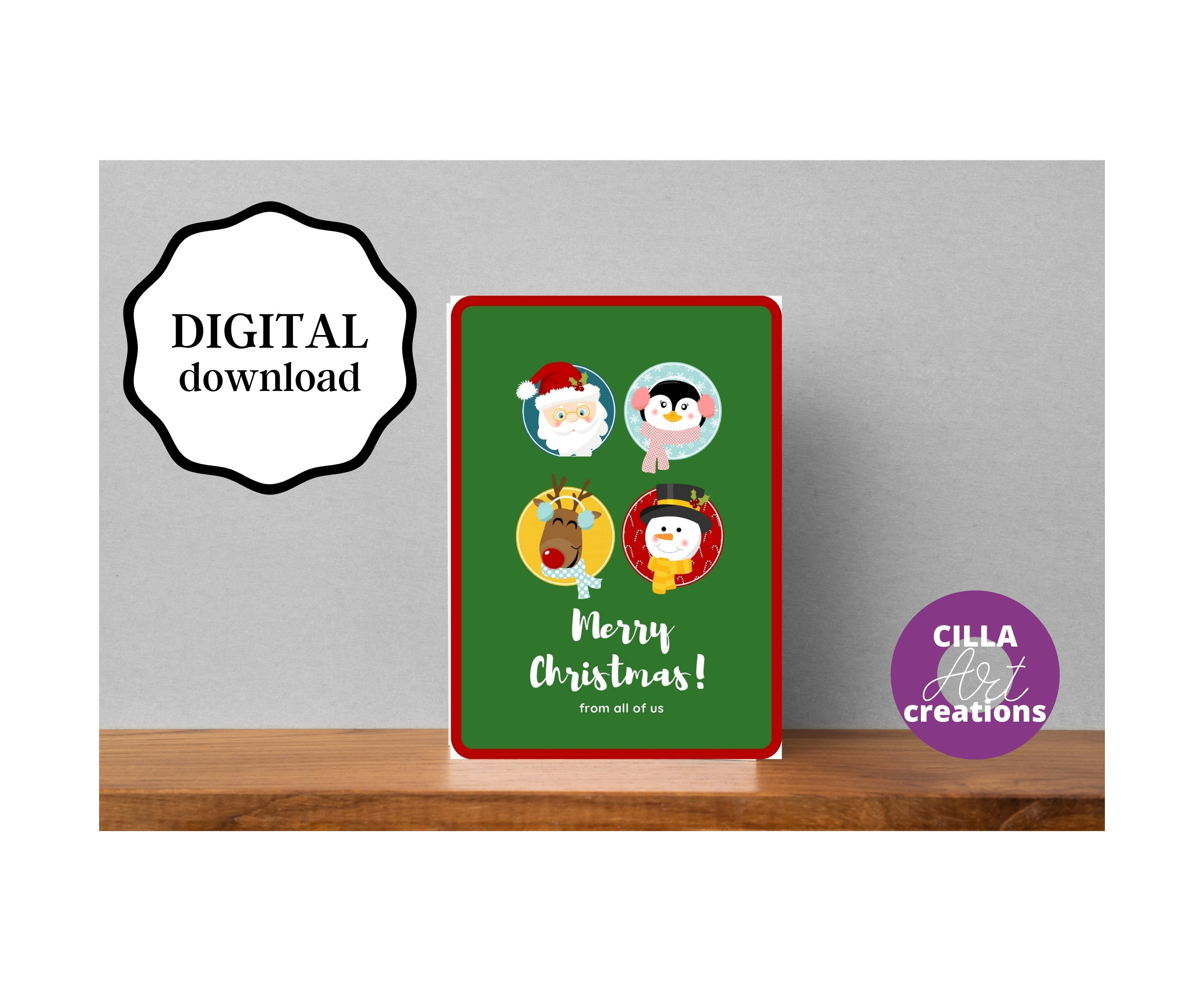 Printable Christmas Cards Happy Holidays Card Merry - Etsy