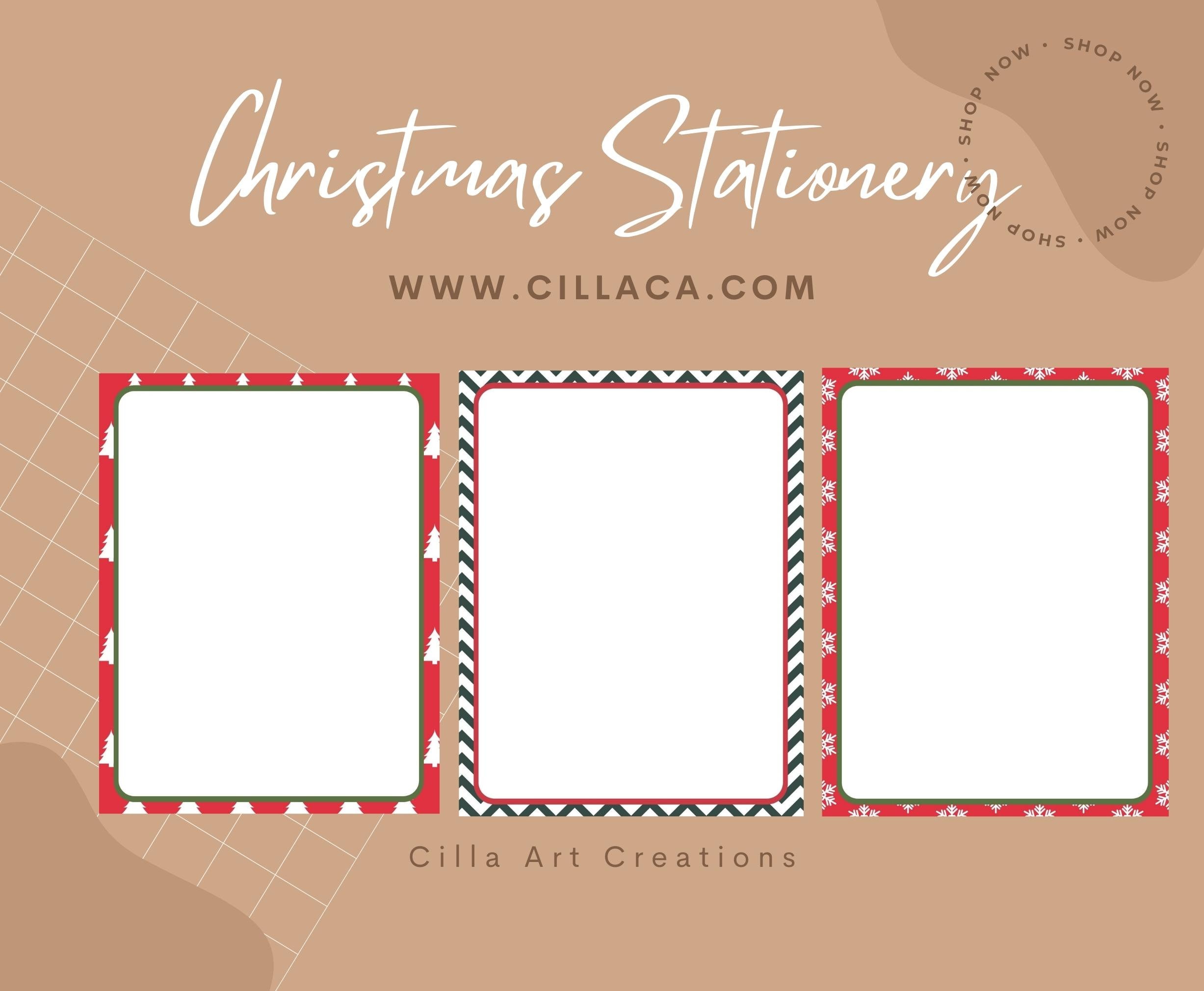 Holiday Letter Paper, Red & Green Christmas Stationery (8.5x11 Digital ...