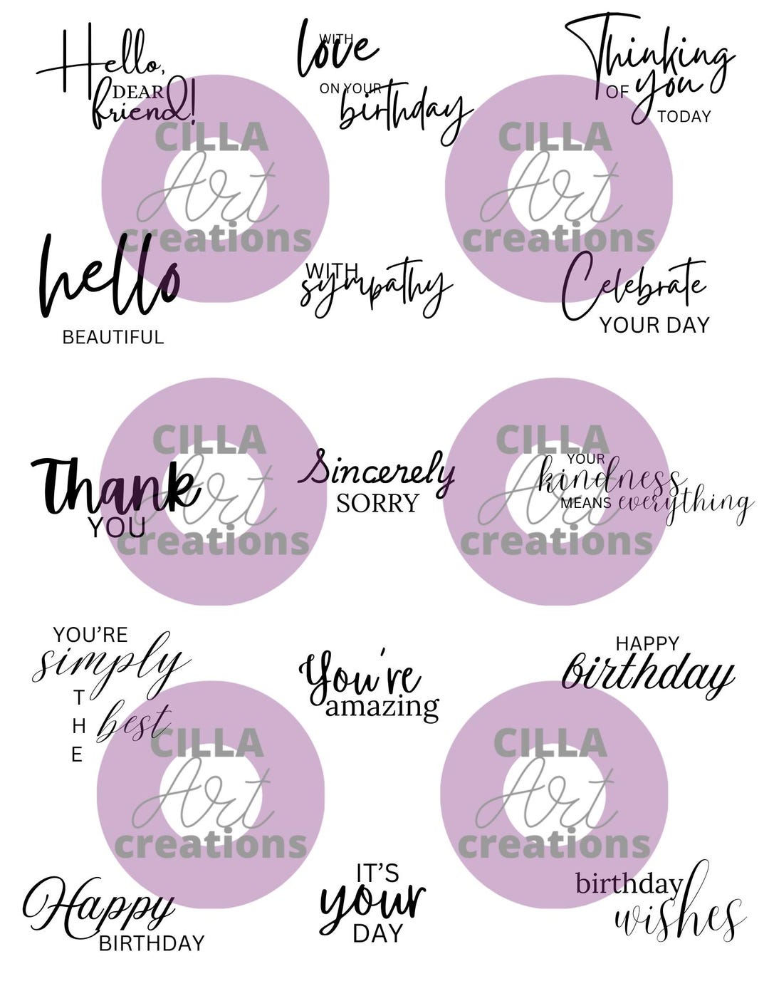 Printable Card Sentiments: DIY Greetings, Thank You Notes (PDF Download ...