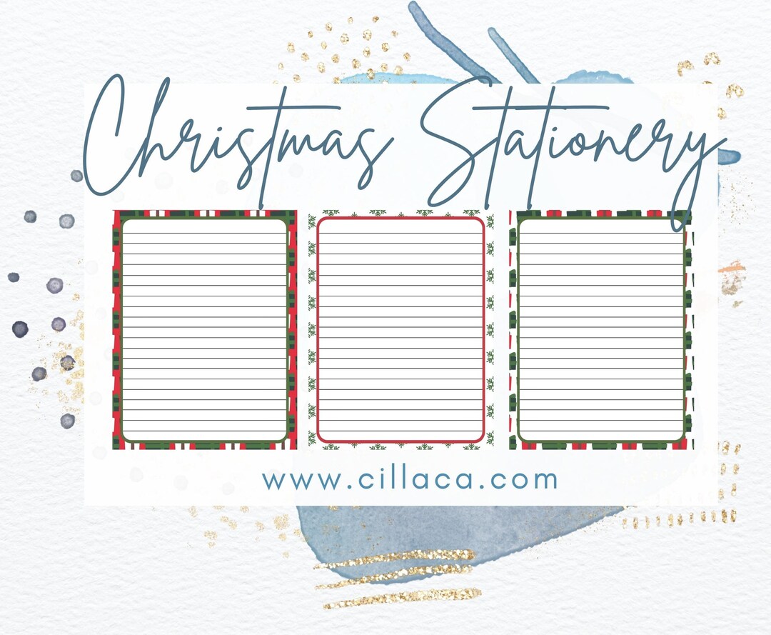 Holiday Letter Paper, Red and Green Printable Stationery (8.5x11 PDF ...